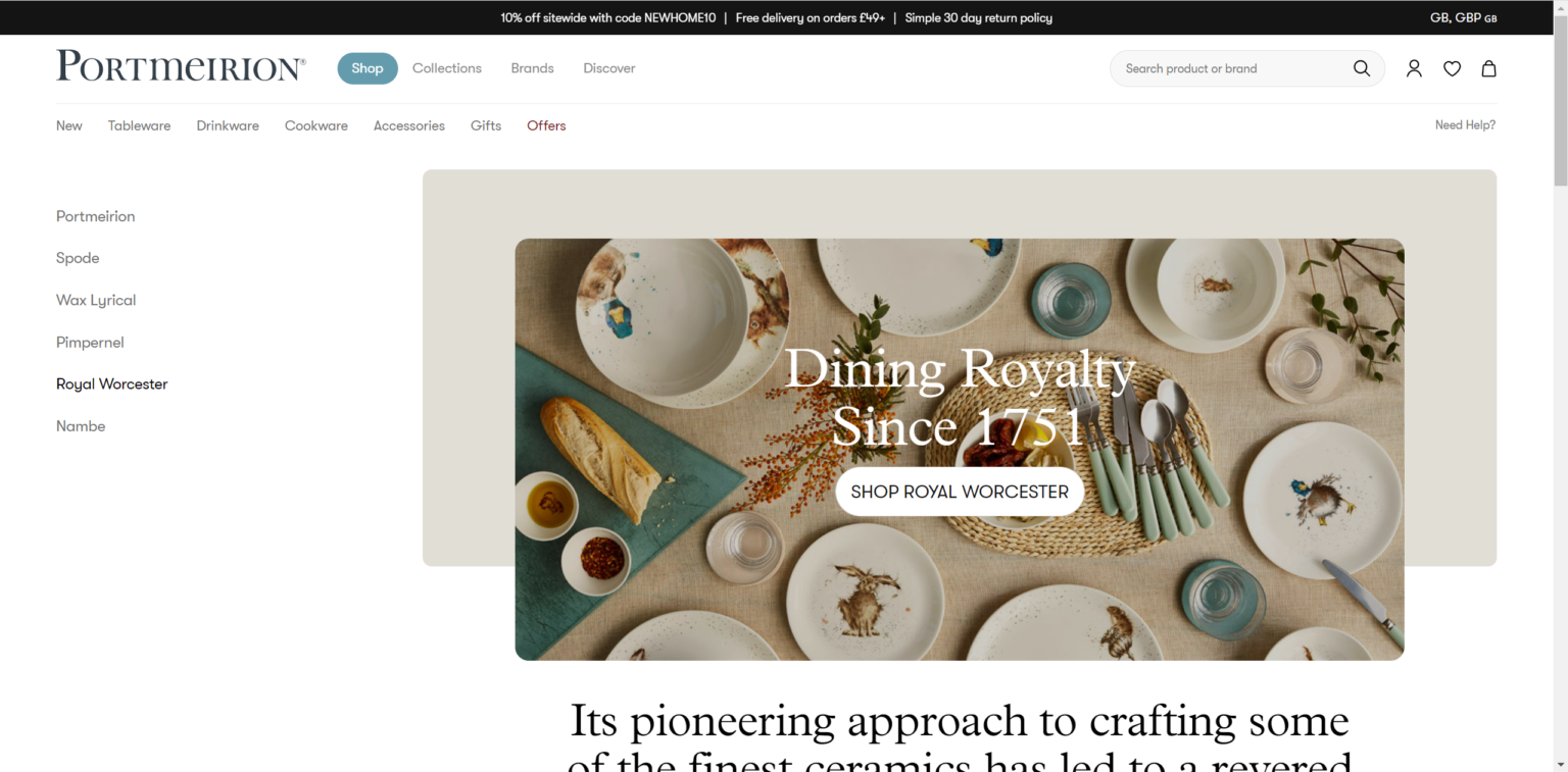 Top 10 ceramic tableware manufacturers in the UK